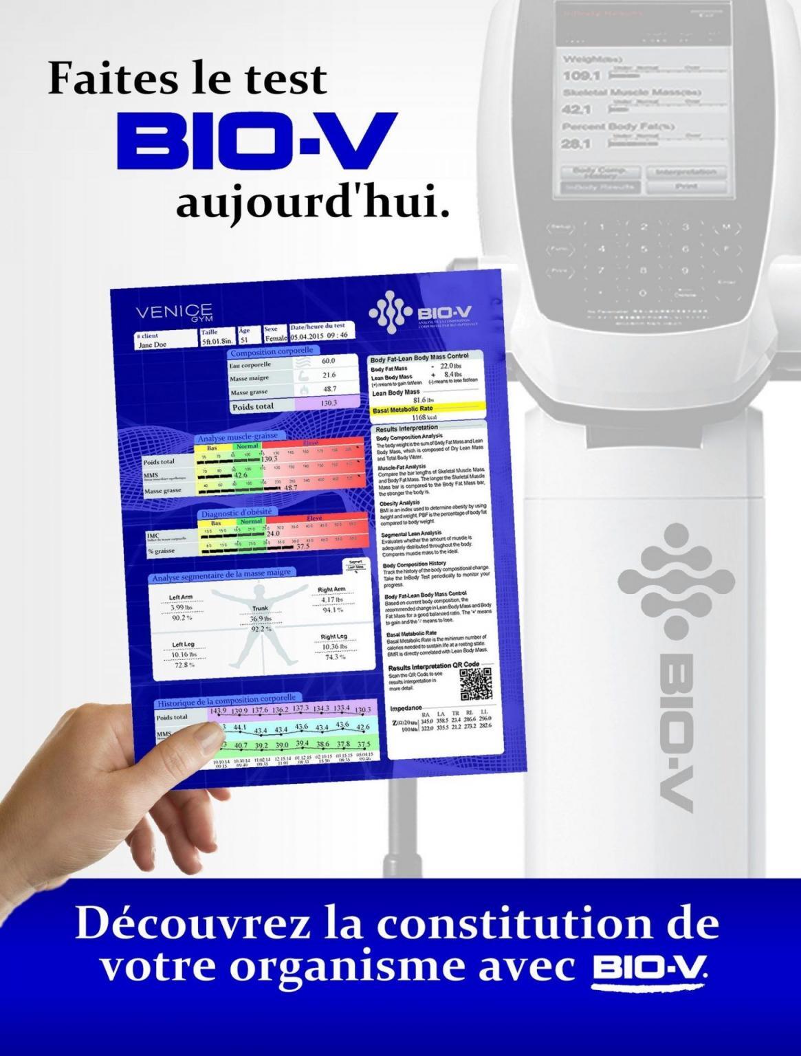 Analyse de la composition corporelle BIO-V - Venice Gym